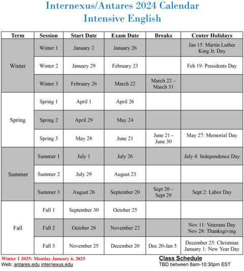 Calendar - Antares Framingham